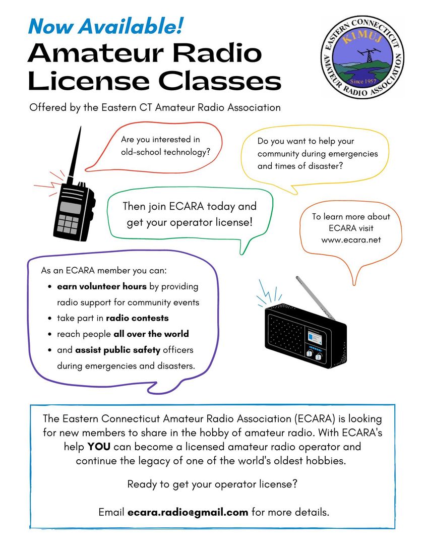 Ham Radio Classes – Eastern Connecticut Amateur Radio Association